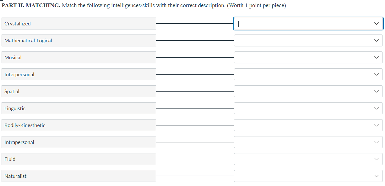 Solved PART II. MATCHING. Match the following | Chegg.com