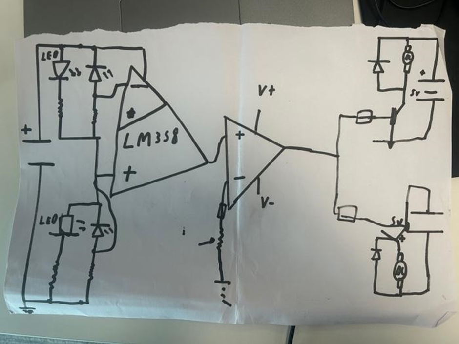 make this schematic for a line following robot on | Chegg.com