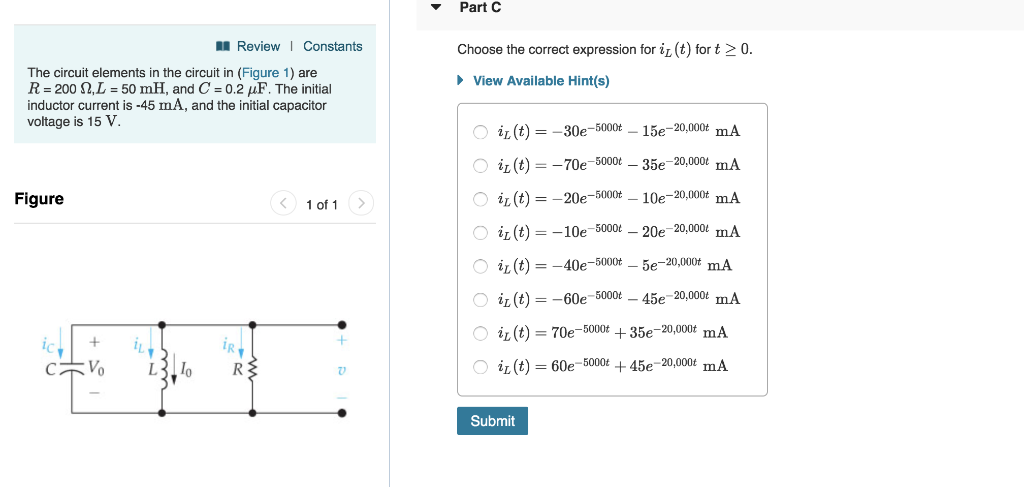 Solved Part A Review | Constants Calculate the initial | Chegg.com