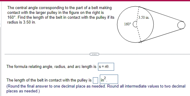 Solved The central angle corresponding to the part of a belt | Chegg.com