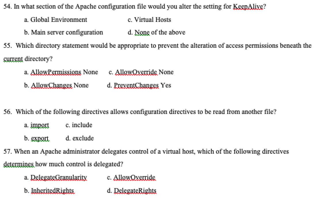 Solved 54 In What Section Of The Apache Configuration File