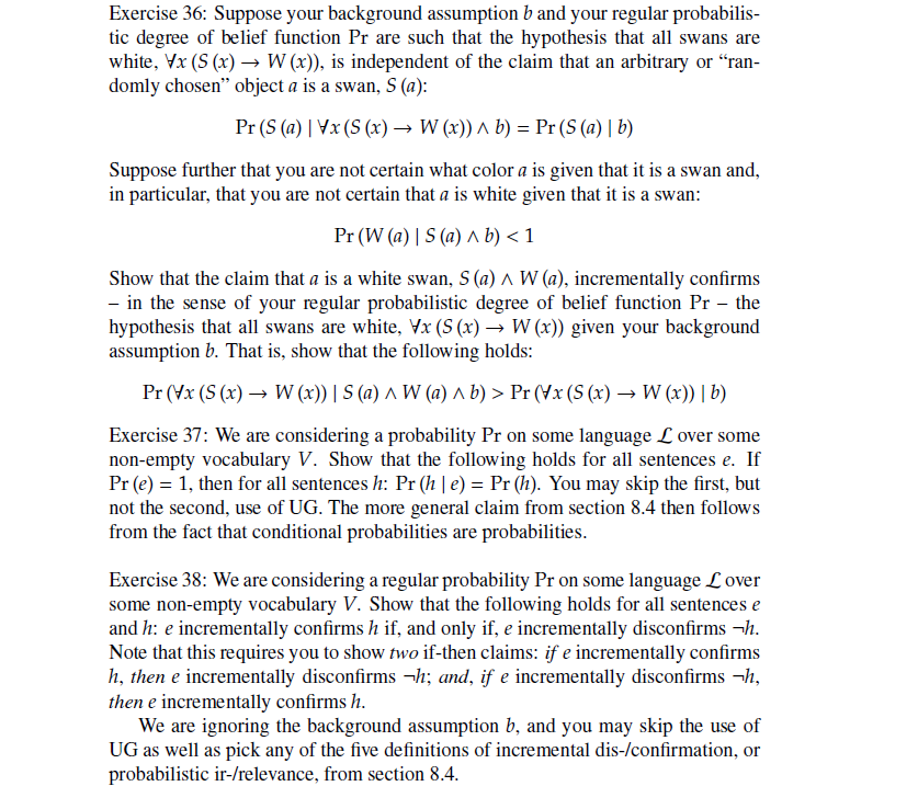 Exercise 36: Suppose your background assumption b and | Chegg.com
