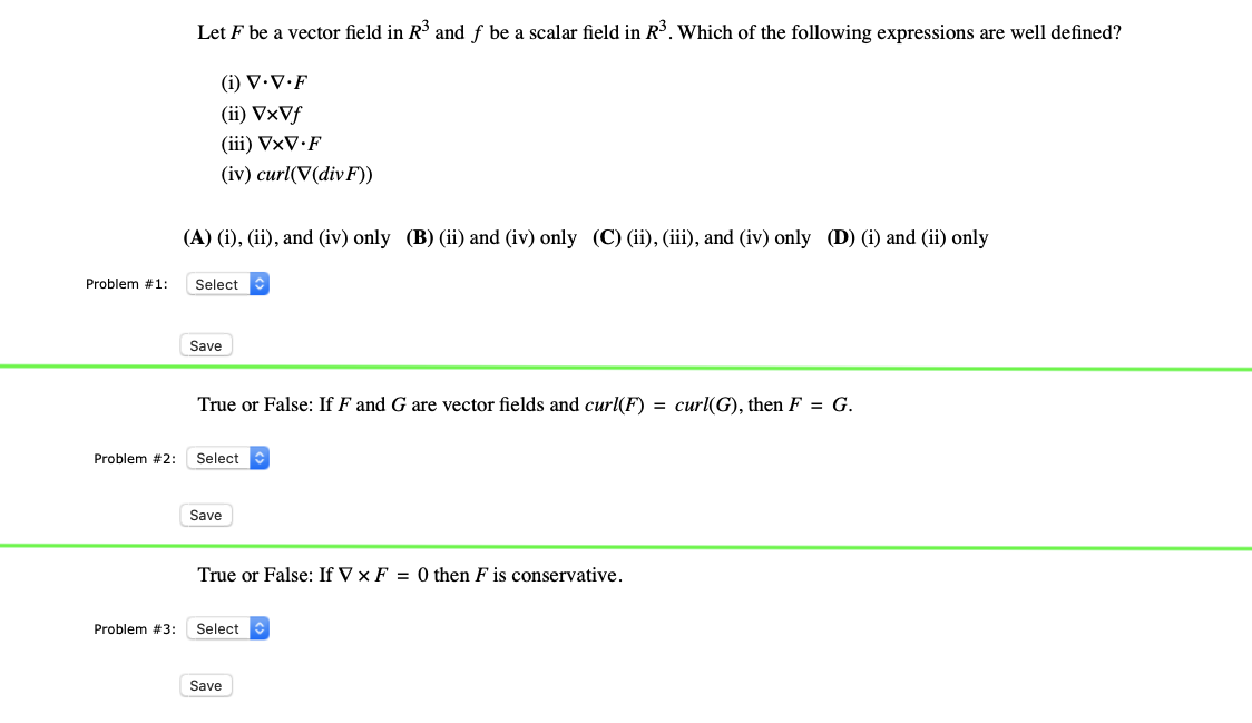 Solved Let F be a vector field in R3 and f be a scalar field | Chegg.com
