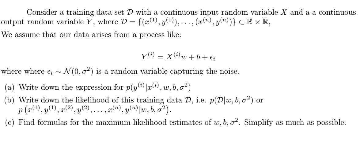 Consider a training data set D with a continuous | Chegg.com