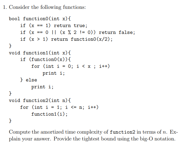 Solved 1 Consider The Following Functions Bool