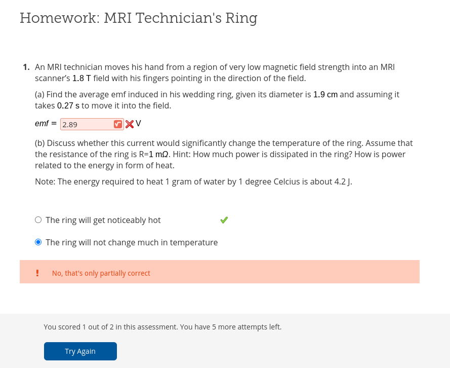 Solved Homework: MRI Technician's Ring 1. An MRI technician | Chegg.com