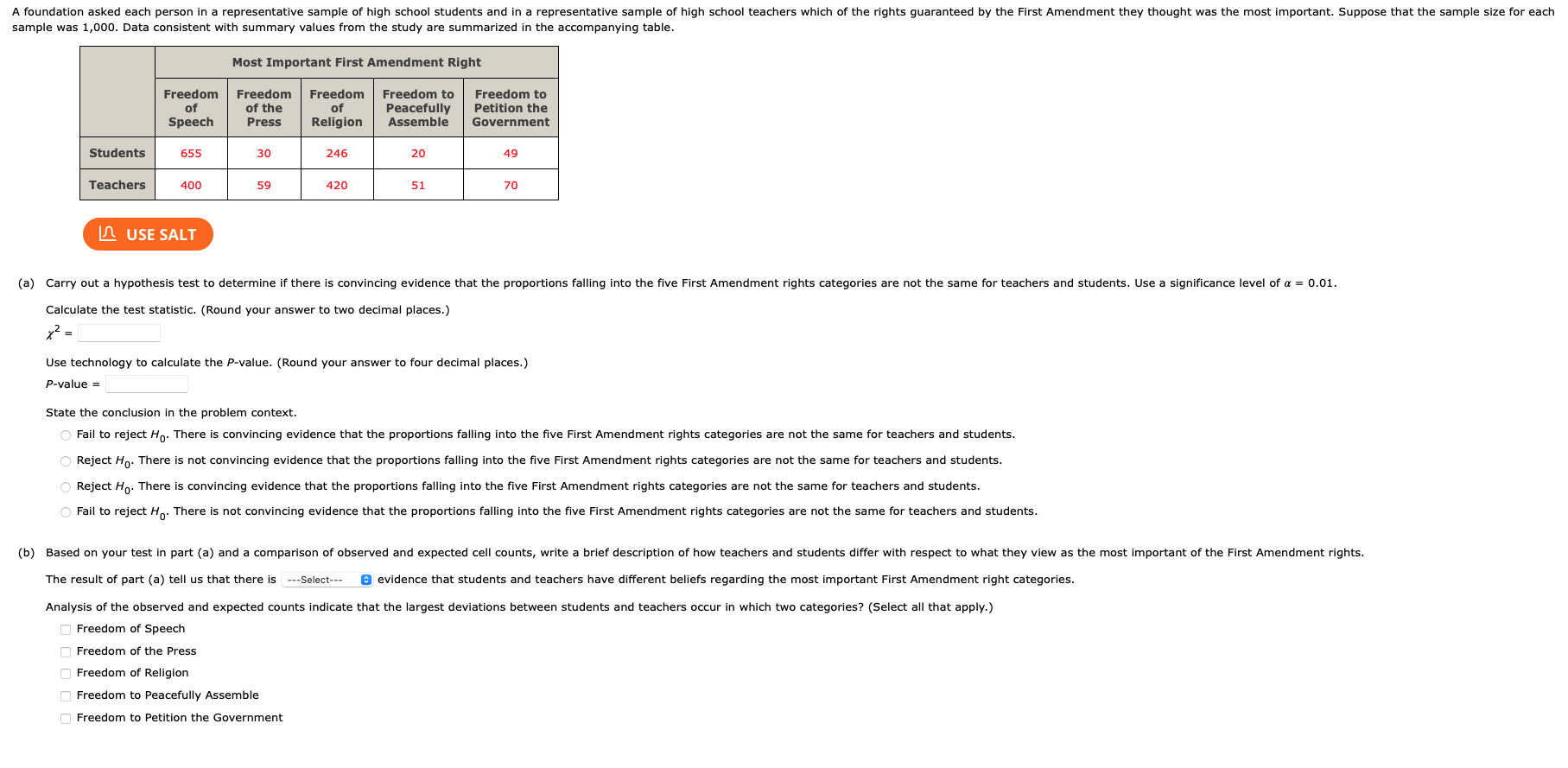 Solved A foundation asked each person in a representative | Chegg.com