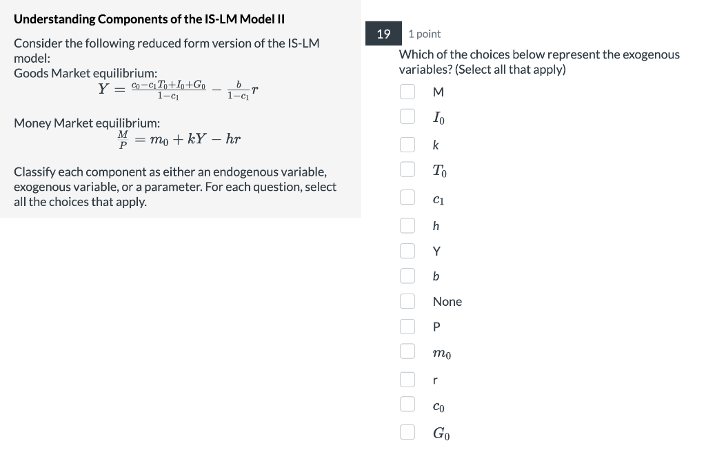 Solved Understanding components of the IS-LM | Chegg.com