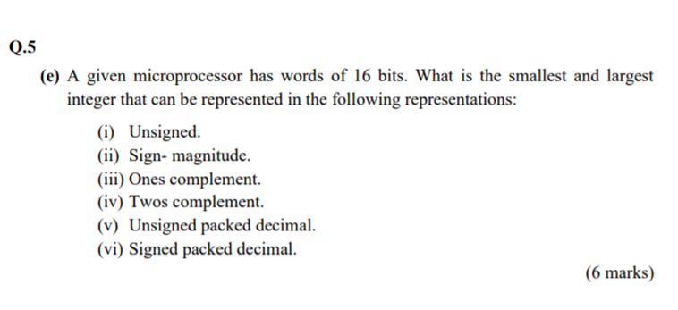 Solved Q.5 (e) A given microprocessor has words of 16 bits. | Chegg.com