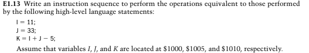 Solved E113 Write An Instruction Sequence To Perform The 3846