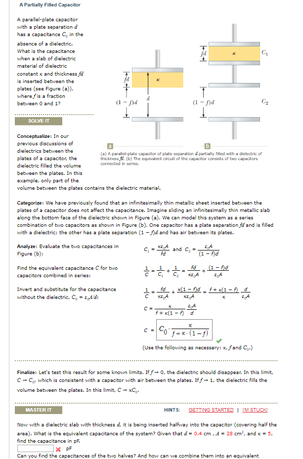 Solved A Partially Filled Capacitor к A parallel-plate | Chegg.com