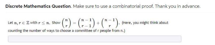 Solved Discrete Mathematics Question. Make sure to use a | Chegg.com