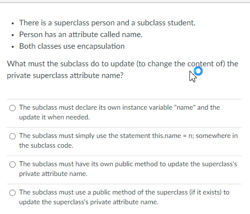 Solved . . There is a superclass person and a subclass | Chegg.com