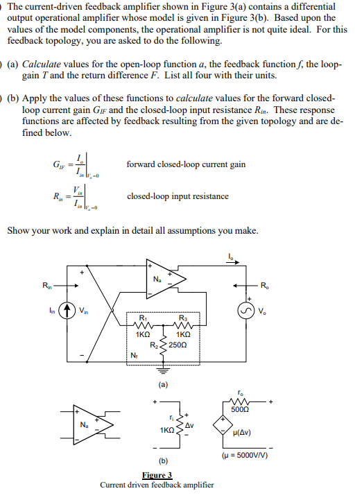 Solved The current-driven feedback amplifier shown in Figure | Chegg.com