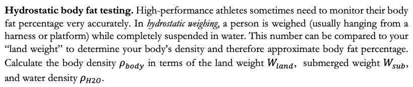 Solved Hydrostatic body fat testing. High-performance | Chegg.com