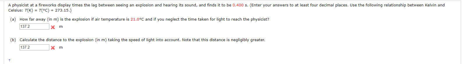 Solved A physicist at a fireworks display times the lag | Chegg.com
