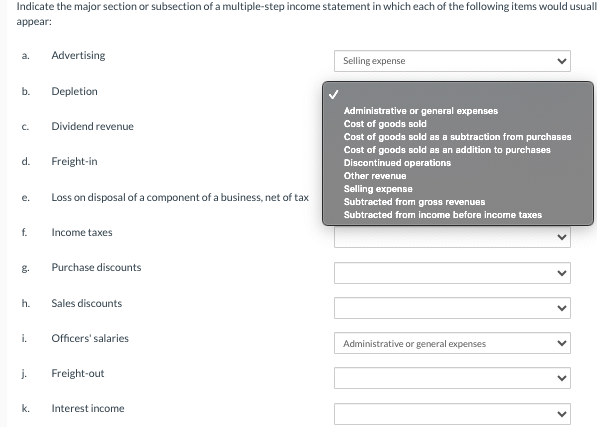 Solved Indicate the major section or subsection of a | Chegg.com