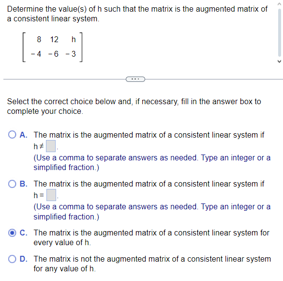 Solved Determine the value(s) ﻿of h such that the matrix is | Chegg.com