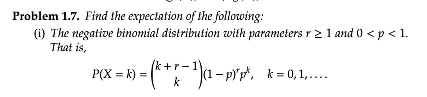 Solved Problem 1.7. Find the expectation of the following: | Chegg.com