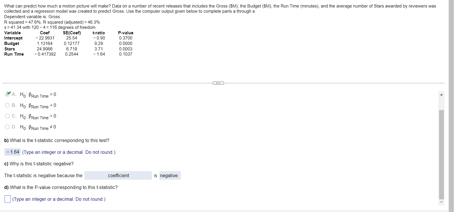 Solved Collected And A Regression Model Was Created To 