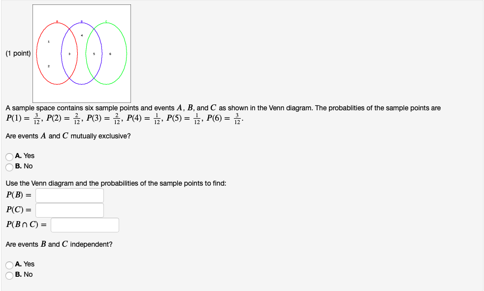 Solved (1 point) A sample space contains six sample points | Chegg.com