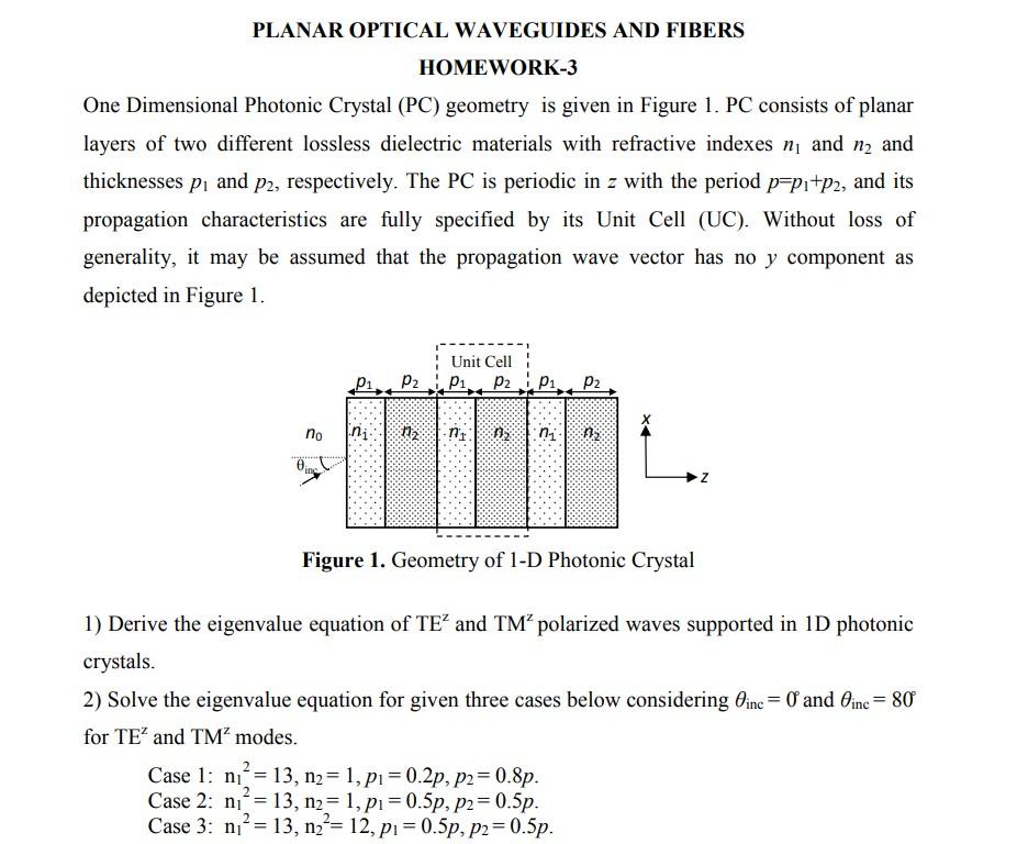 [Solved]: PLANAR OPTICAL WAVEGUIDES AND FIBERS HOMEWORK-3