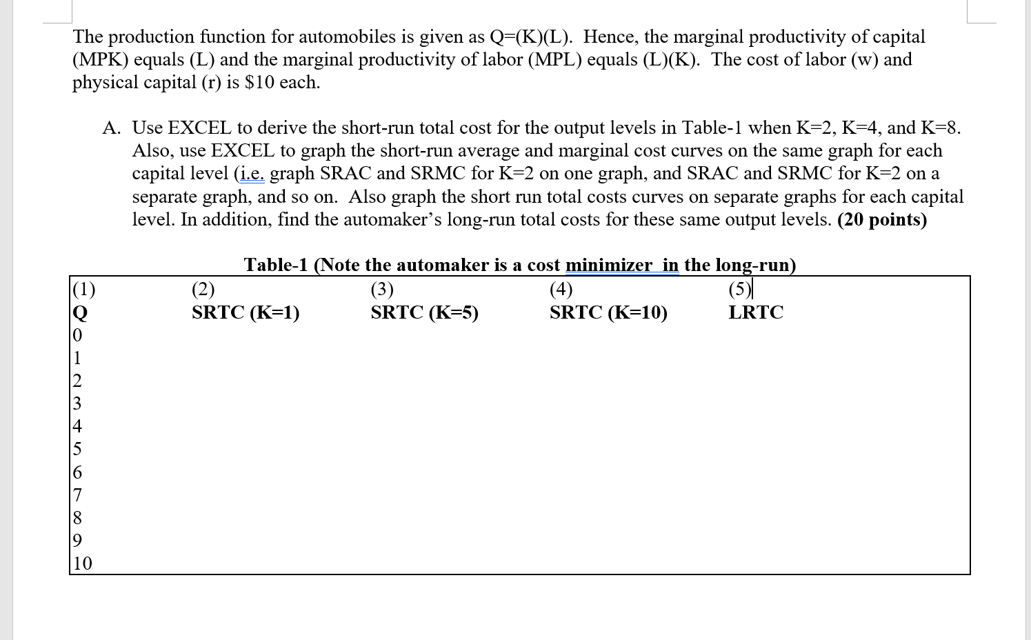 B. Compare the LRMC and LRAC for the output levels | Chegg.com