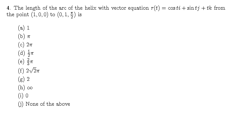 Solved 4. The length of the arc of the helix with vector | Chegg.com