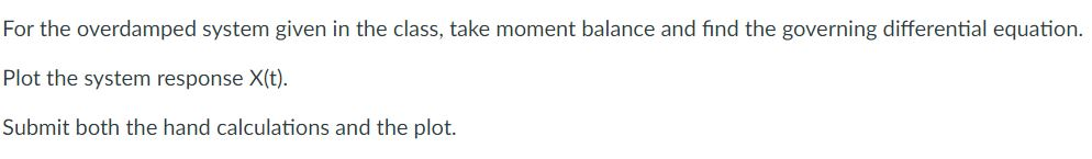 Solved For the overdamped system given in the class, take | Chegg.com