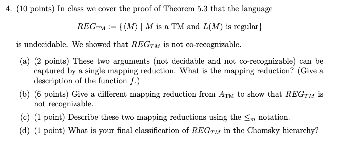 Solved (10 ﻿points) ﻿In class we cover the proof of Theorem | Chegg.com