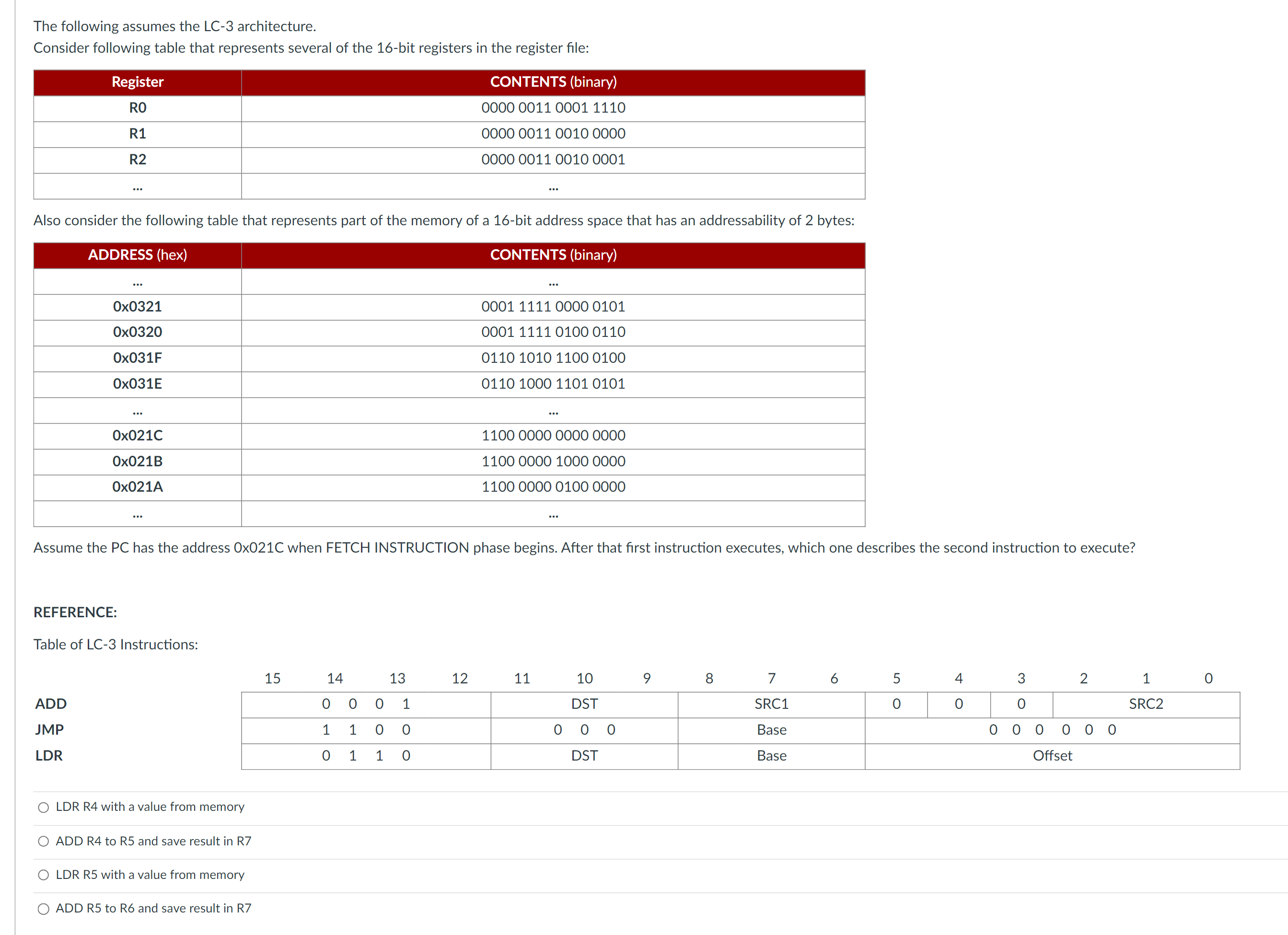 Solved The following assumes the LC-3 architecture. Consider | Chegg.com Solved The following assumes the LC-3 architecture. Consider | Chegg.com