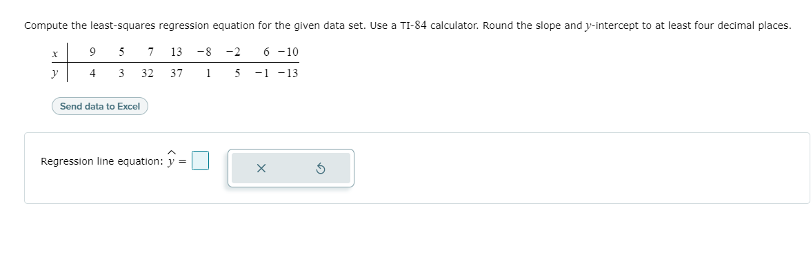 Solved Compute The Least Squares Regression Equation For The 