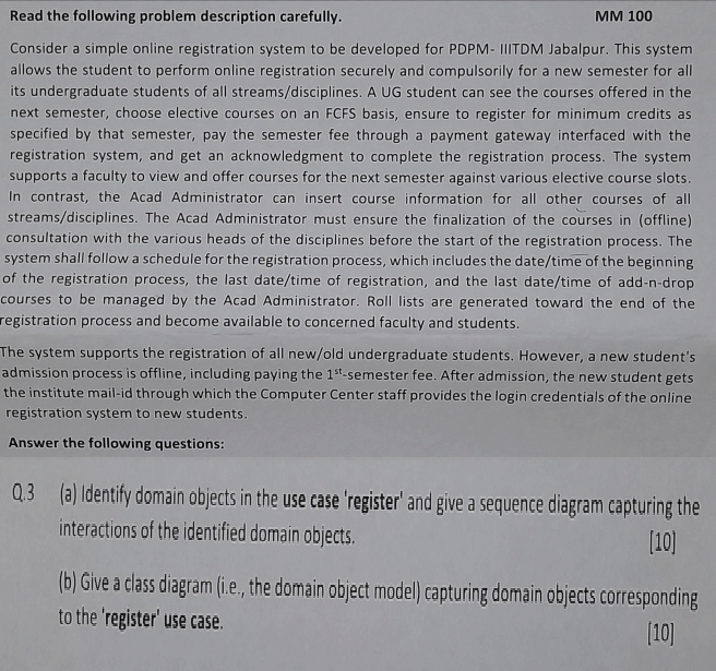 Solved Q. 3 (a) ﻿Identify domain objects in the use case | Chegg.com