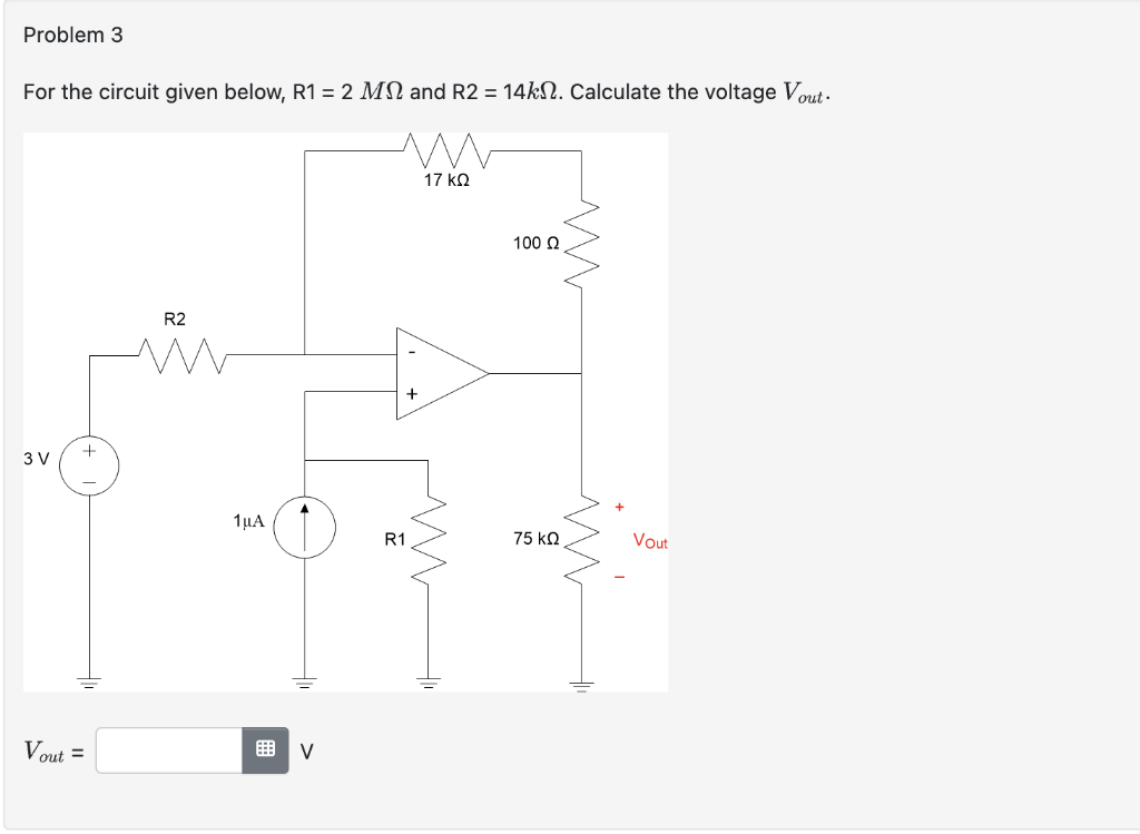 Solved For the circuit given below, R1 =2MΩ and R2 =14kΩ. | Chegg.com