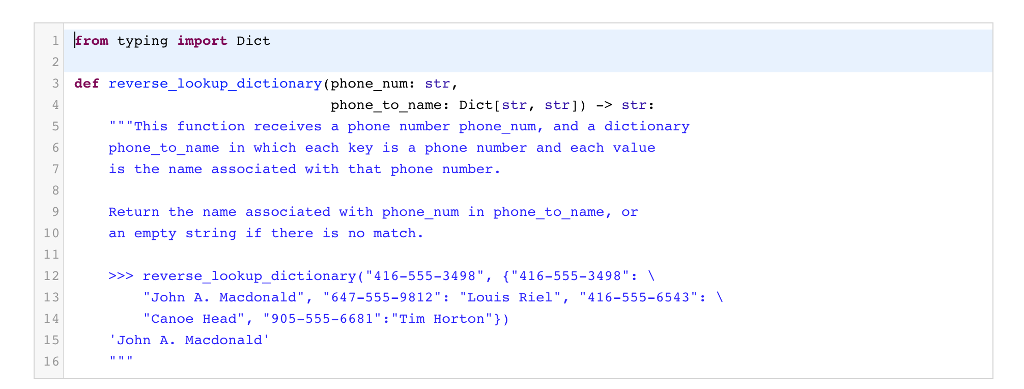 Solved 1 from typing import Dict 3 def | Chegg.com