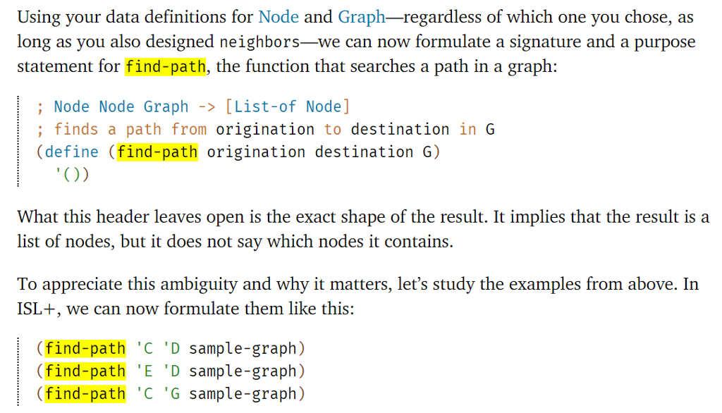 Solved using dr racket... Redesign the find-path program | Chegg.com