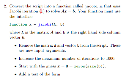 Solved For a linear system of the form Air = b, Jacobi | Chegg.com