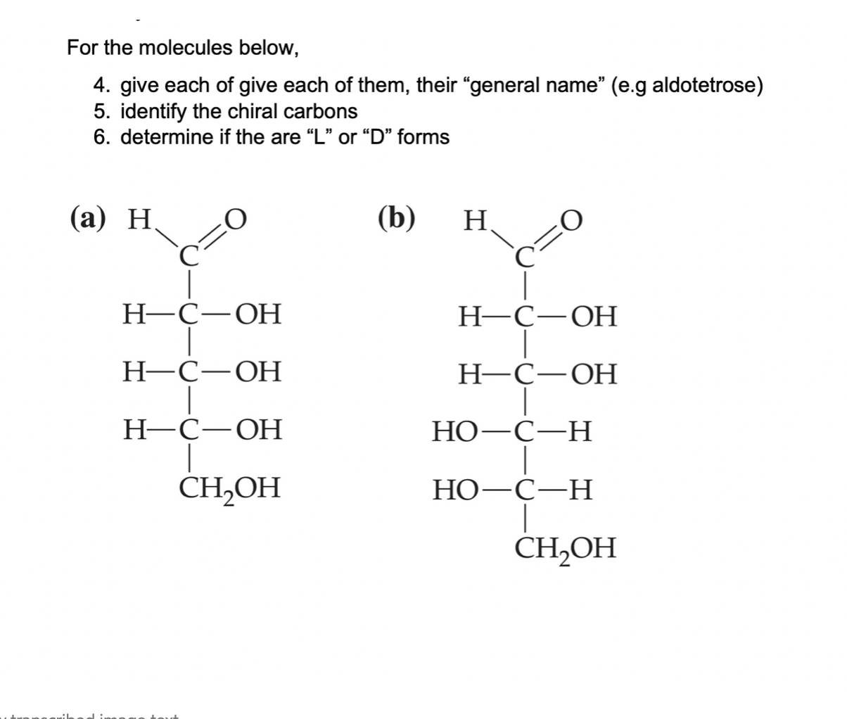 Solved For the molecules below, 4. give each of give each of | Chegg.com