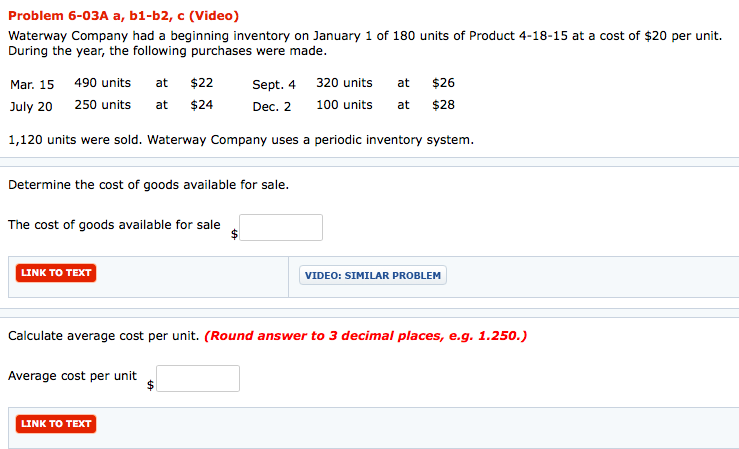 Solved Problem 6-03A a, b1-b2, с (Video) Waterway Company | Chegg.com