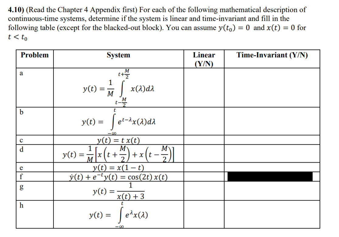 Solved 4.10) (Read the Chapter 4 Appendix first) For each of | Chegg.com