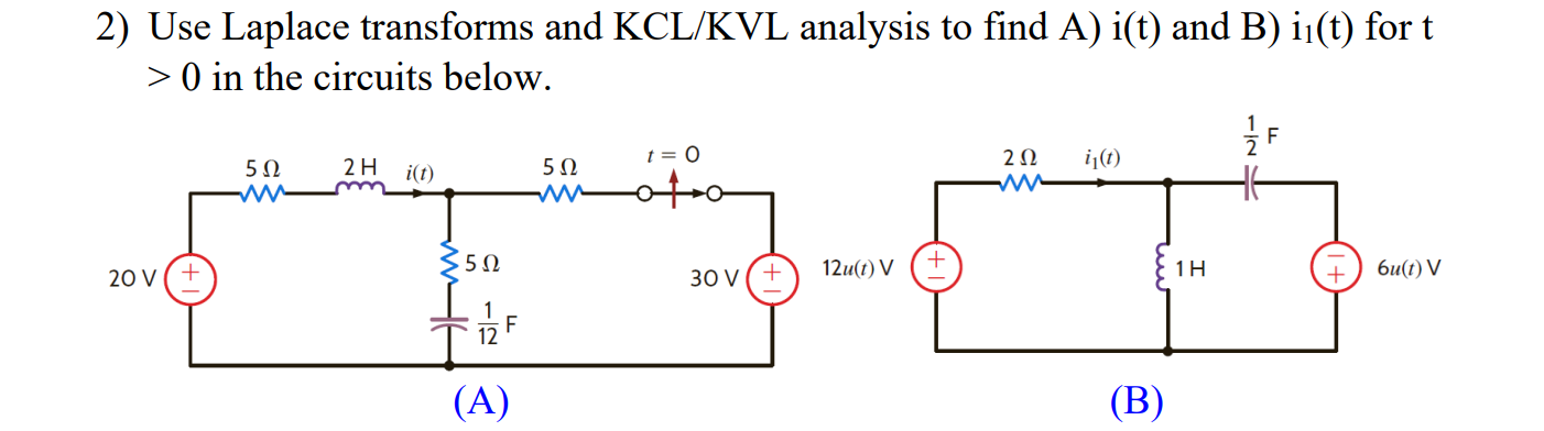 Solved 2) Use Laplace transforms and KCL/KVL analysis to | Chegg.com