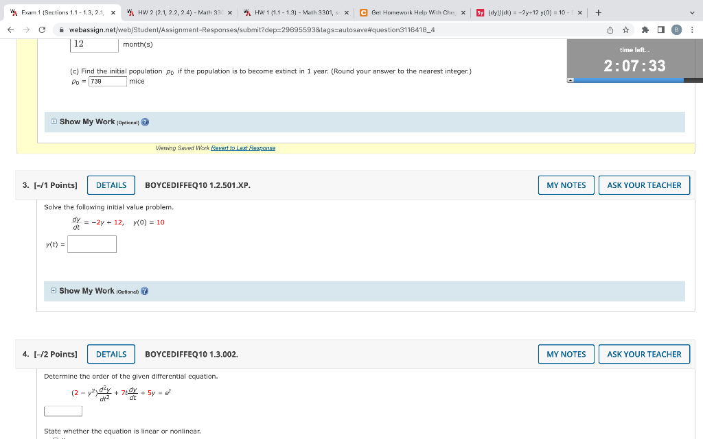 Solved (c) Find the initial population ρ0 if the population | Chegg.com