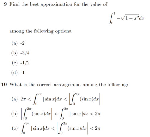 Solved 9 Find the best approximation for the value of 1 - - | Chegg.com