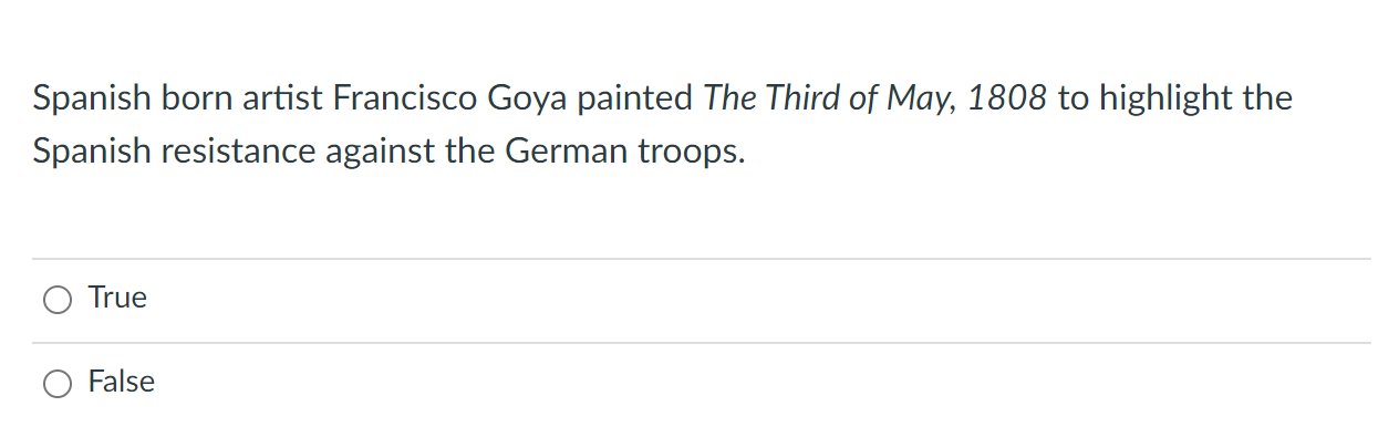 Solved Spanish born artist Francisco Goya painted The Third | Chegg.com