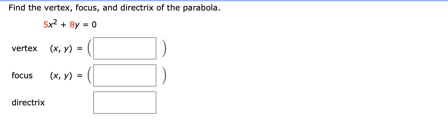 Solved Find the vertex, focus, and directrix of the | Chegg.com