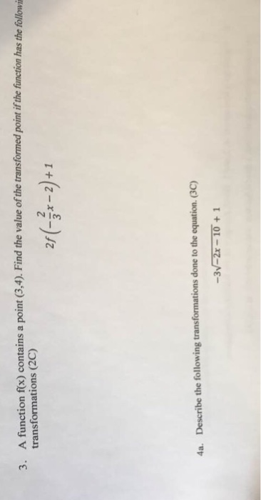 Solved A function f(x) contains a point (3, 4). Find the | Chegg.com