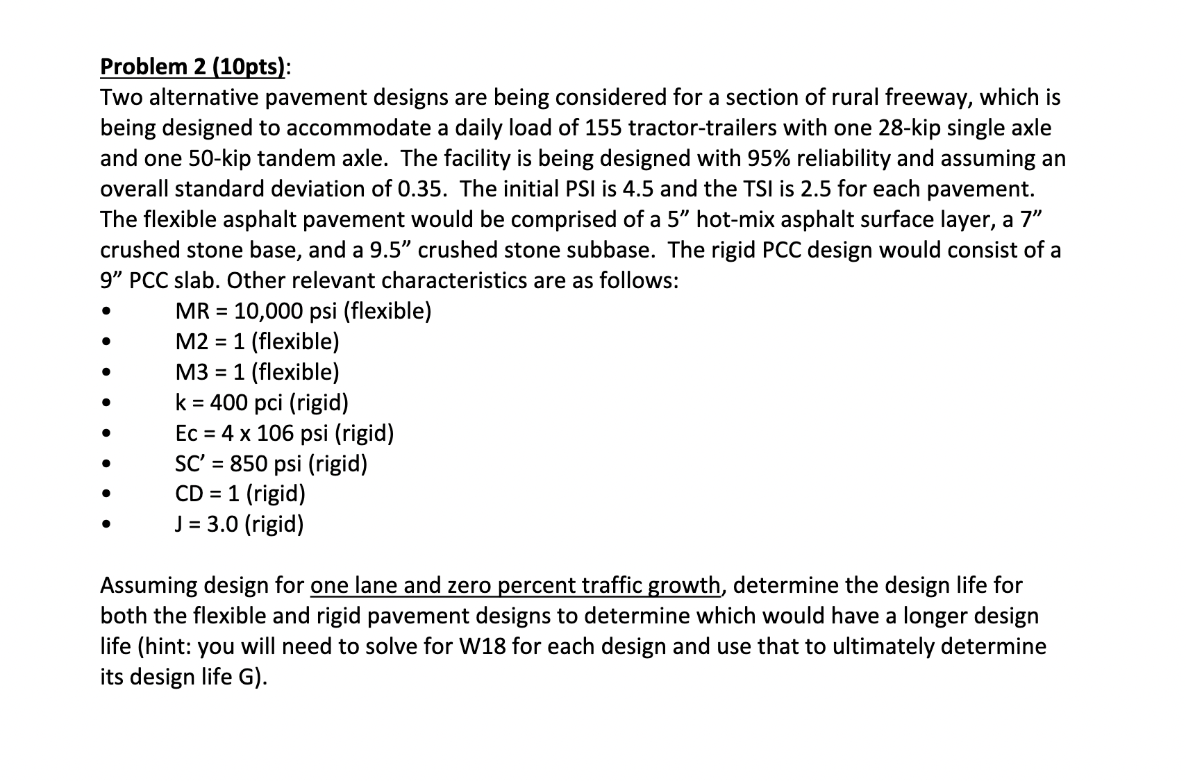 Solved Problem 2 (10pts):Two alternative pavement designs | Chegg.com