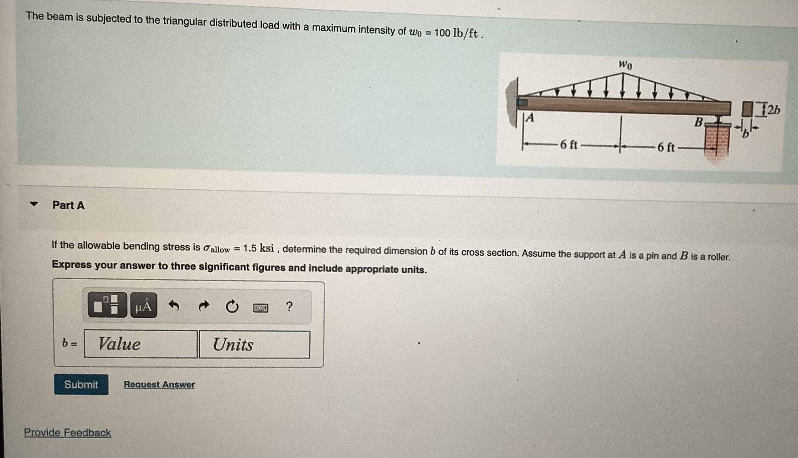 Solved The beam is subjected to the triangular distributed | Chegg.com