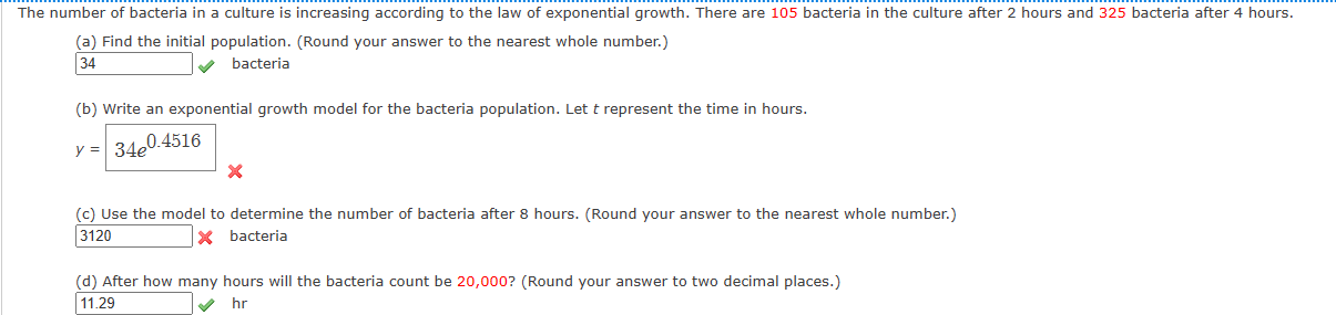 Solved The number of bacteria in a culture is increasing | Chegg.com