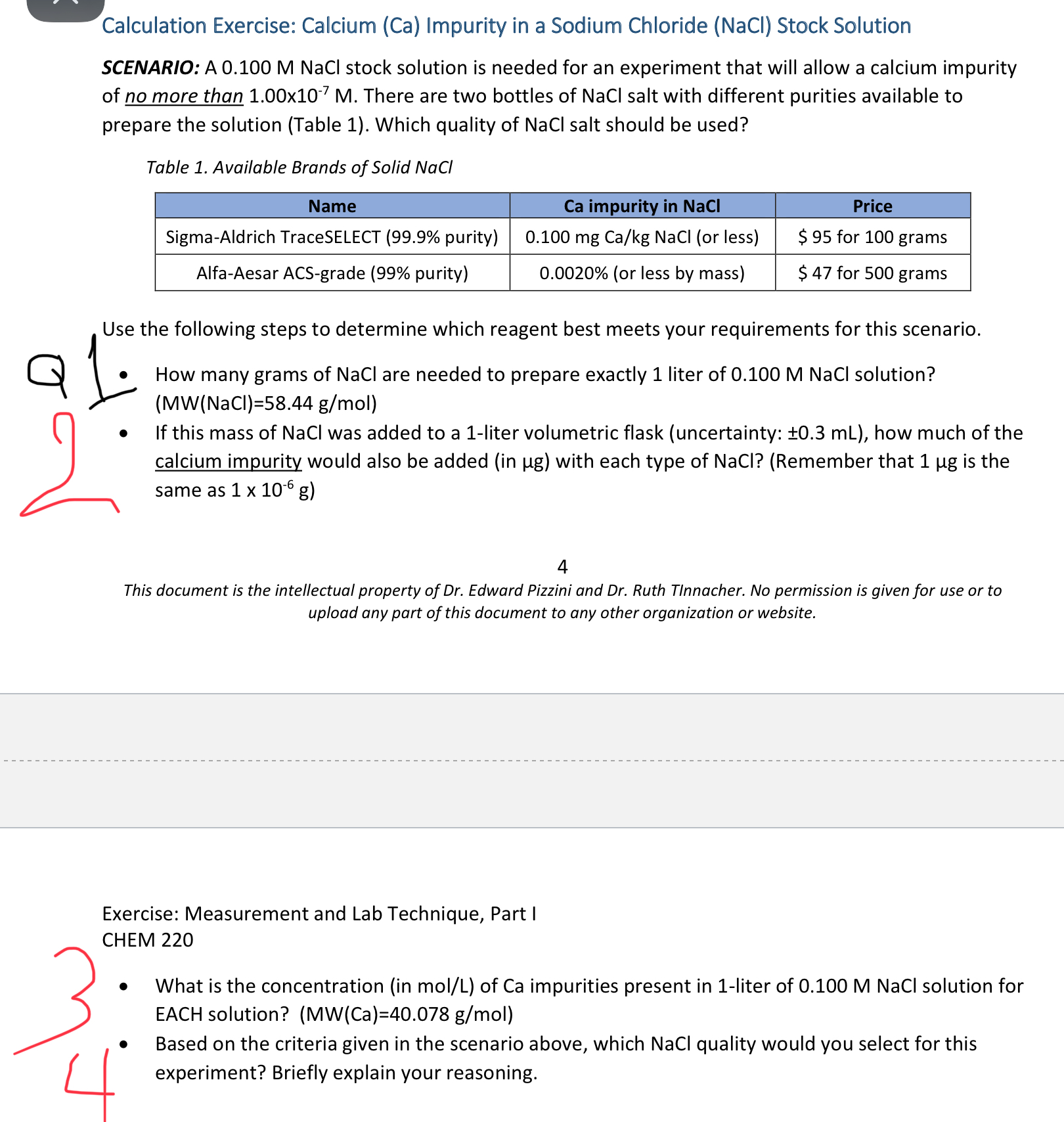 Solved Calculation Exercise: Calcium (Ca) Impurity in a | Chegg.com